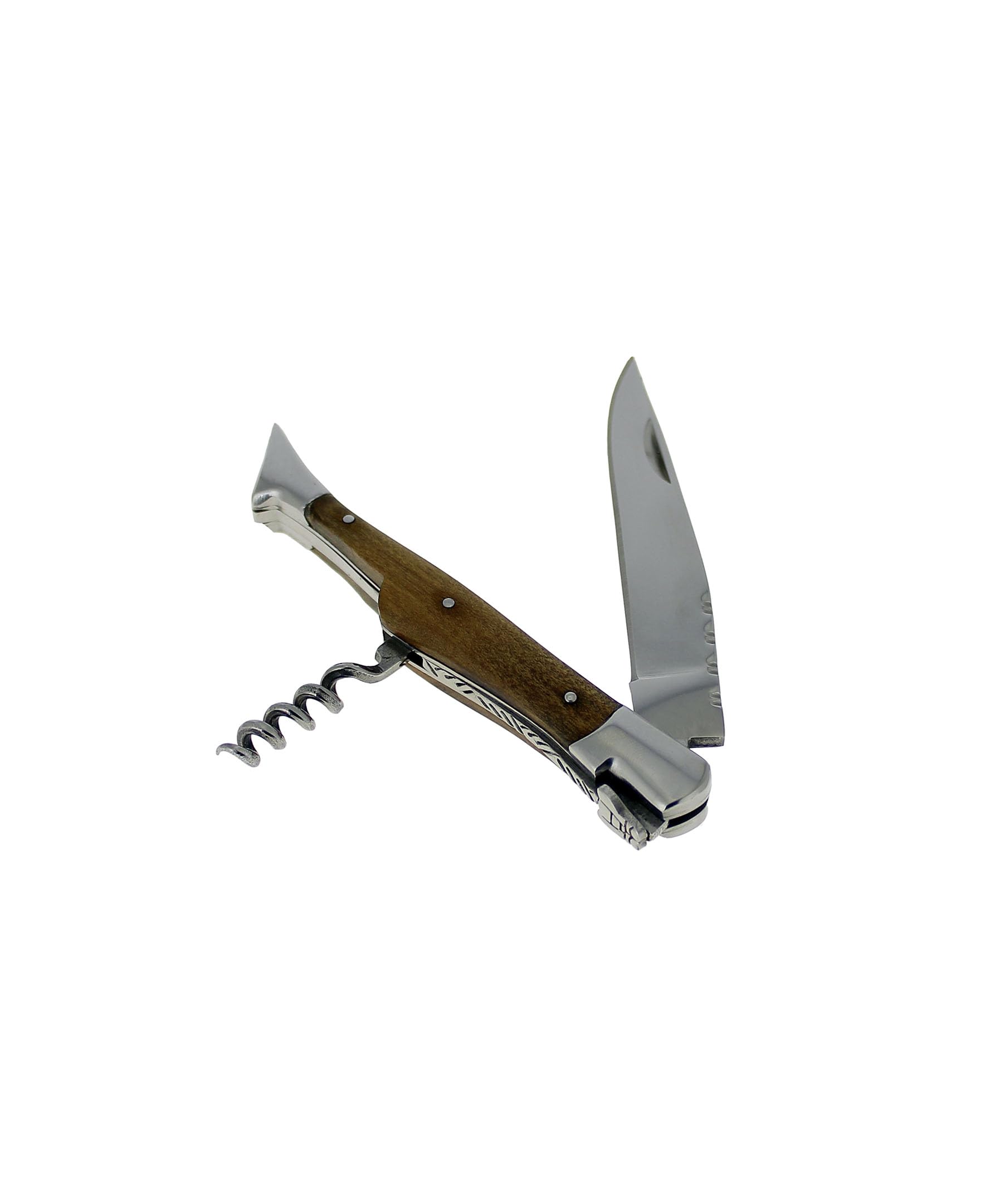 French Home LG052 Connoisseur Pocket Knife with Cork Screw and Olive Wood handle, Wood Grain