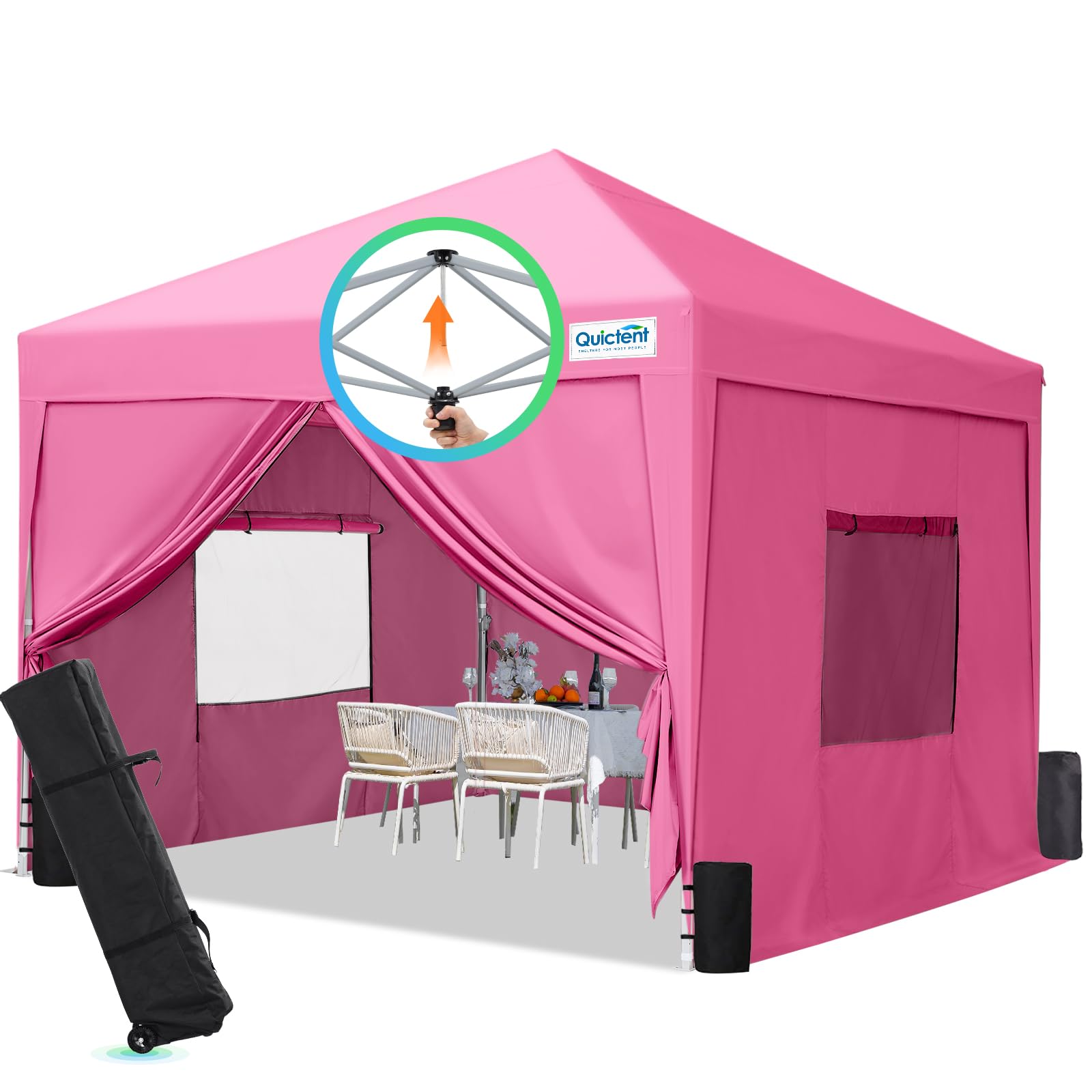 Quictent Privacy 10x10 Pop up Canopy Tent with Sidewalls and Roll-up Ventilated Windows, One Person Setup, Easy Outdoor Commercial Gazebo Shelter Enclosed Waterproof, Bonus 4 Sandbags