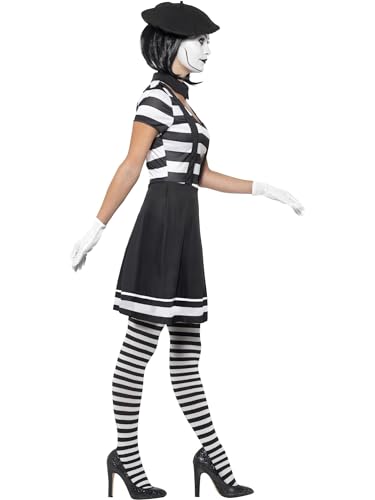 Smiffys womens Lady Mime Artist Adult Sized Costume, Black, M - US Size 10-12