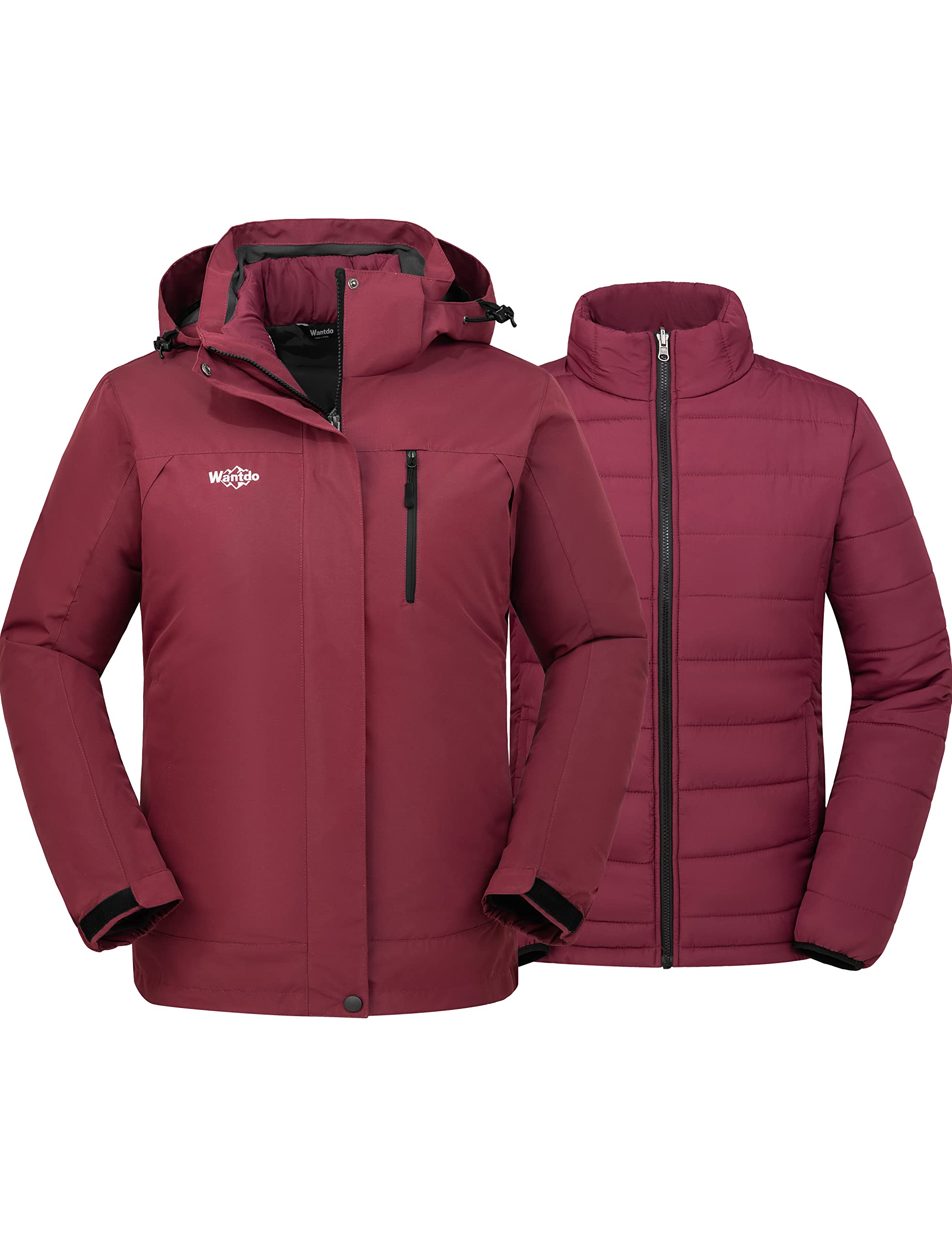 wantdo Women's Winter Snow Coat Mountain Skiing Jacket SoftShell Windbreaker Jacket Wine Red XL