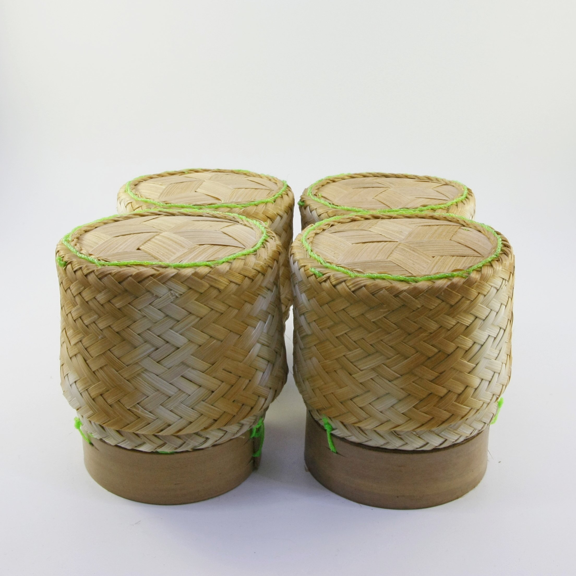 Thai Handmade Bamboo Sticky Rice Serving Basket Small Size 3" x 3.5"(Set 4 pcs)