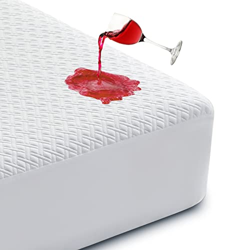 Cozymaker Queen Size 100% Waterproof Mattress Protector,Premium Bamboo Mattress Cover 3D Air Fabric Smooth Soft Breathable Mattress Pad Cover Noiseless Washable, 8-21" Deep Pocket (White, Queen)