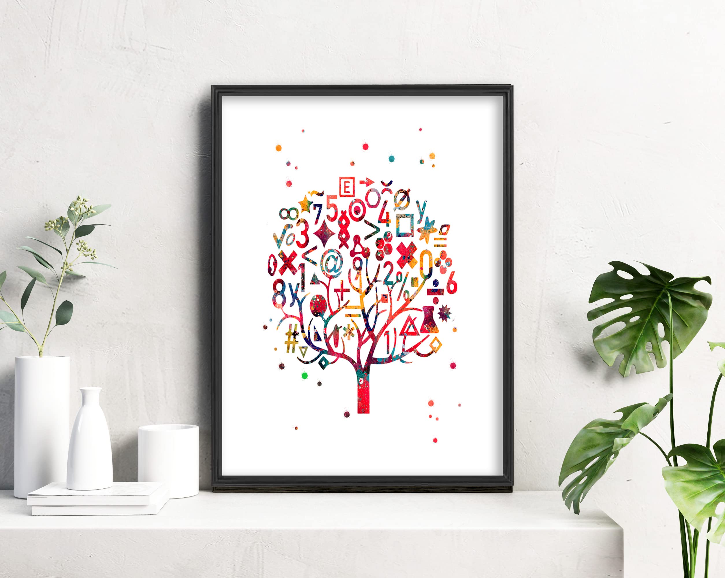 Math Symbols Tree Watercolor Art Print Mathematics Wall Decor Educational Poster Math Classroom Wall Art Mathematical Symbols Math Teacher Gift 8x10 inc. Unframed Print