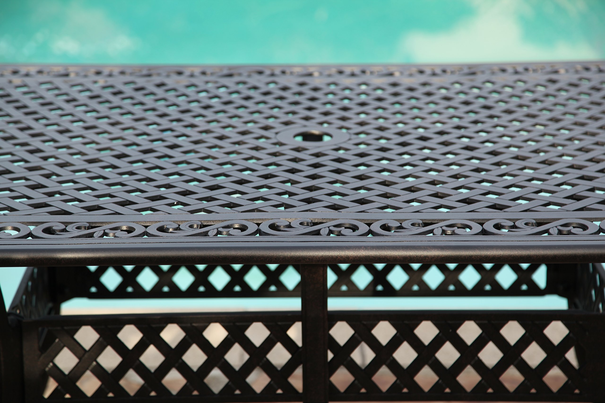 GrandPatioFurniture.com CBM Patio Elisabeth Collection Cast Aluminum 7 Piece Dining Set with A Rectangle Table 2 Swivel Rockers 4 Arm-Chairs SH226-2S4A cbm1290