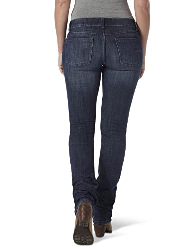 Wrangler womens Western Mid Rise Stretch Straight Leg Jeans, Dark Stone, 11 30 US