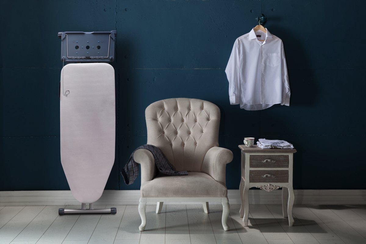 Mabel Home Ironing Board with Extra-Wide Surface, 8 Features, Retractable Shoulder Wings, Adjustable Height, 100% Cotton Cover