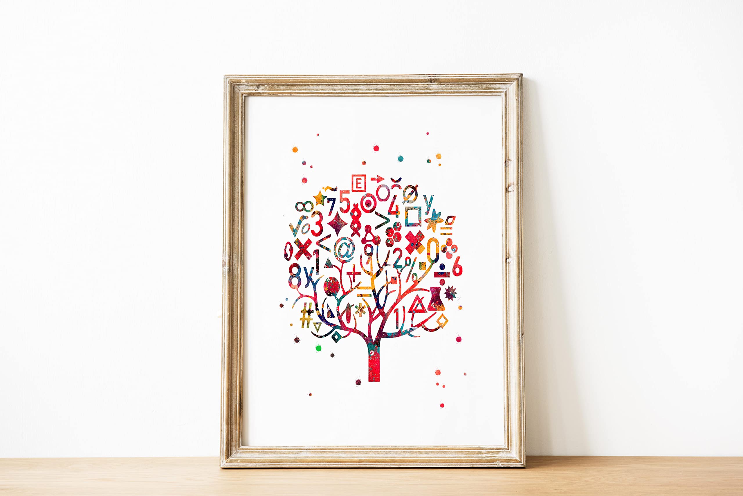 Math Symbols Tree Watercolor Art Print Mathematics Wall Decor Educational Poster Math Classroom Wall Art Mathematical Symbols Math Teacher Gift 8x10 inc. Unframed Print