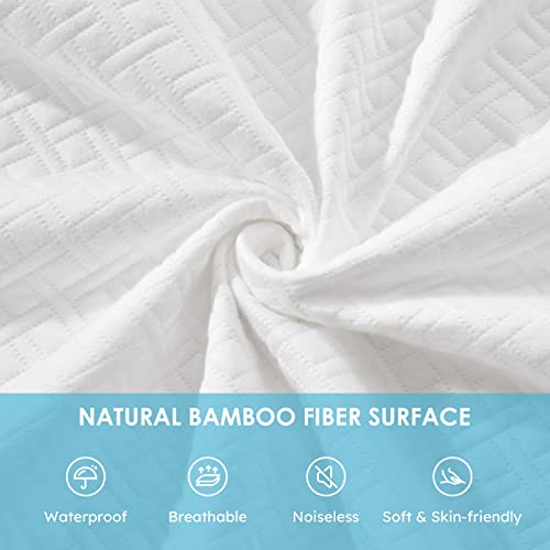 Cozymaker Queen Size 100% Waterproof Mattress Protector,Premium Bamboo Mattress Cover 3D Air Fabric Smooth Soft Breathable Mattress Pad Cover Noiseless Washable, 8-21" Deep Pocket (White, Queen)