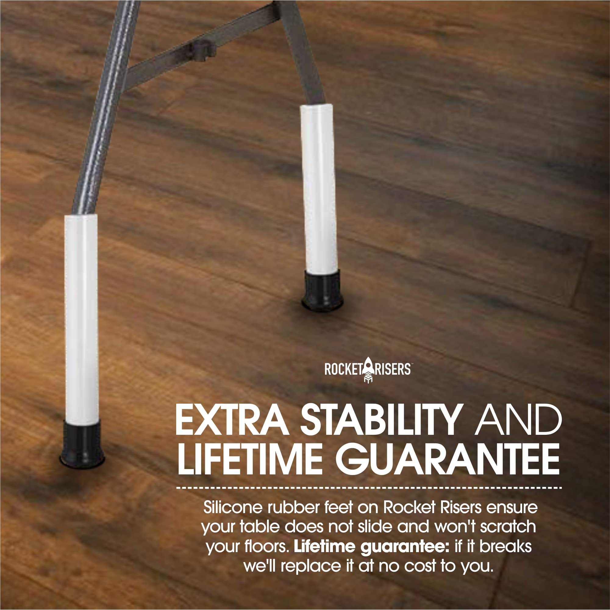 Rocket Risers Folding Table Risers - Make Your Folding Table a Counter Height Table - Set of 4 Table Leg Risers