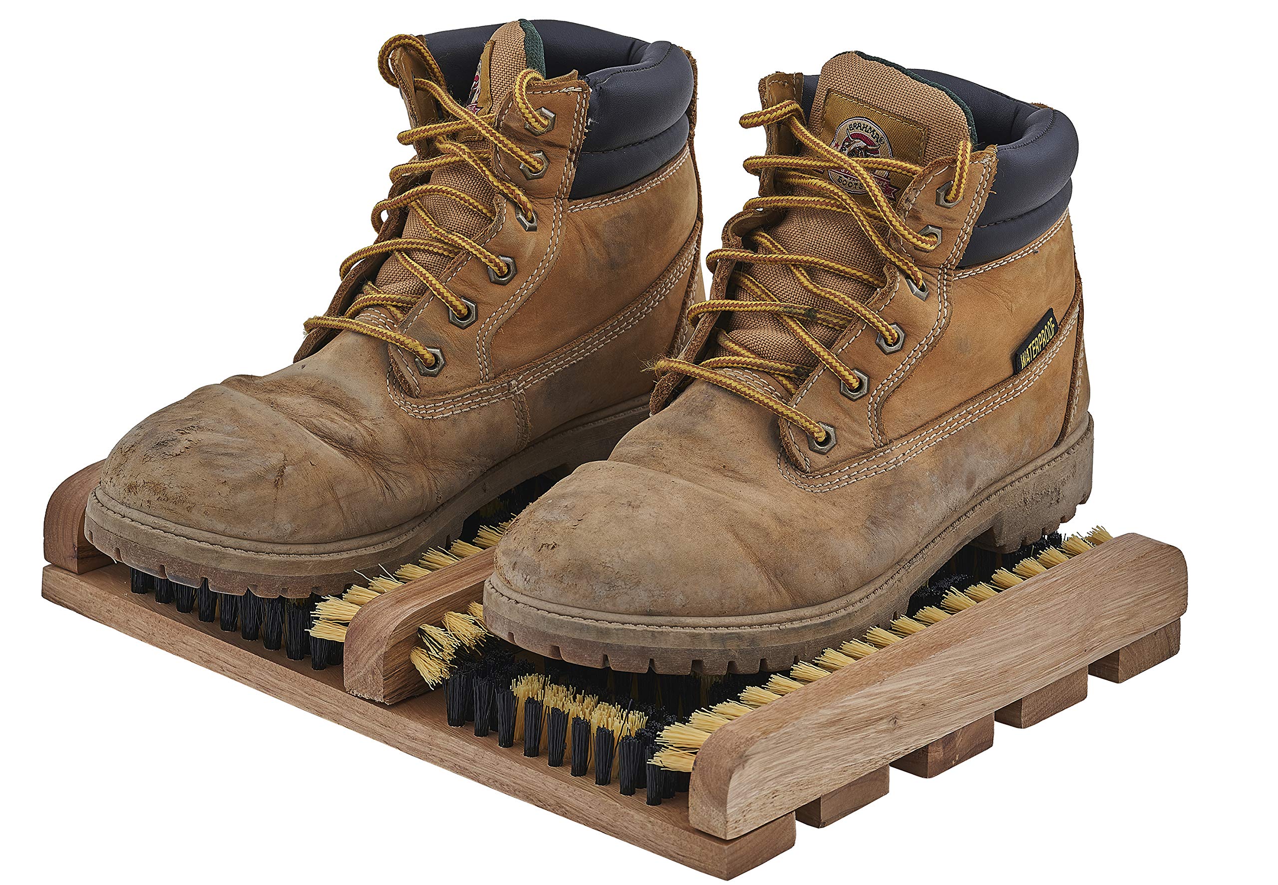 Superio Shoe and Boot Scraper, Outside Shoe Scrubber Brush 10.5 X 14 Inch - Cleans Deep Removes All Outdoor Dirt, Snow, Mud and Sand. Construction, Hiking Cleaner (Wood 1-Pack)