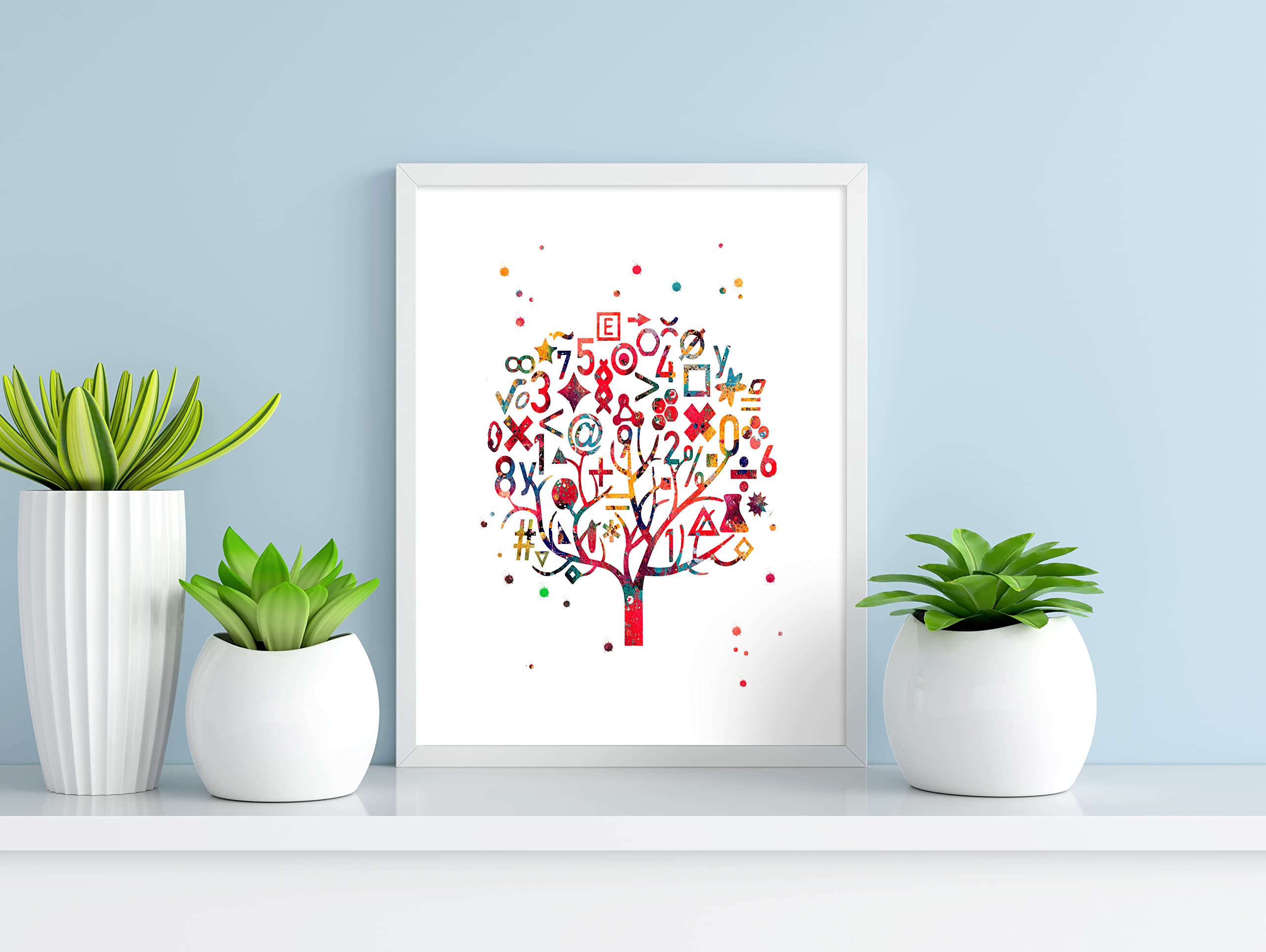 Math Symbols Tree Watercolor Art Print Mathematics Wall Decor Educational Poster Math Classroom Wall Art Mathematical Symbols Math Teacher Gift 8x10 inc. Unframed Print