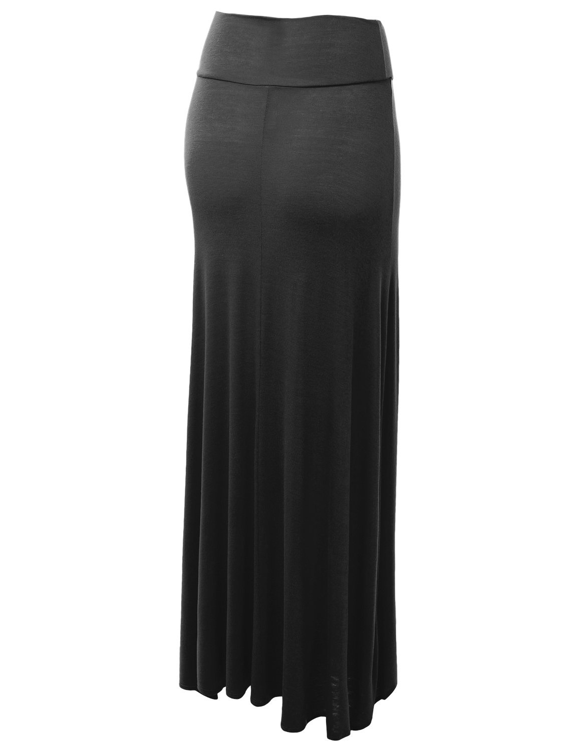Lock and Love WB670 Womens Fold-Over Maxi Skirt L Black