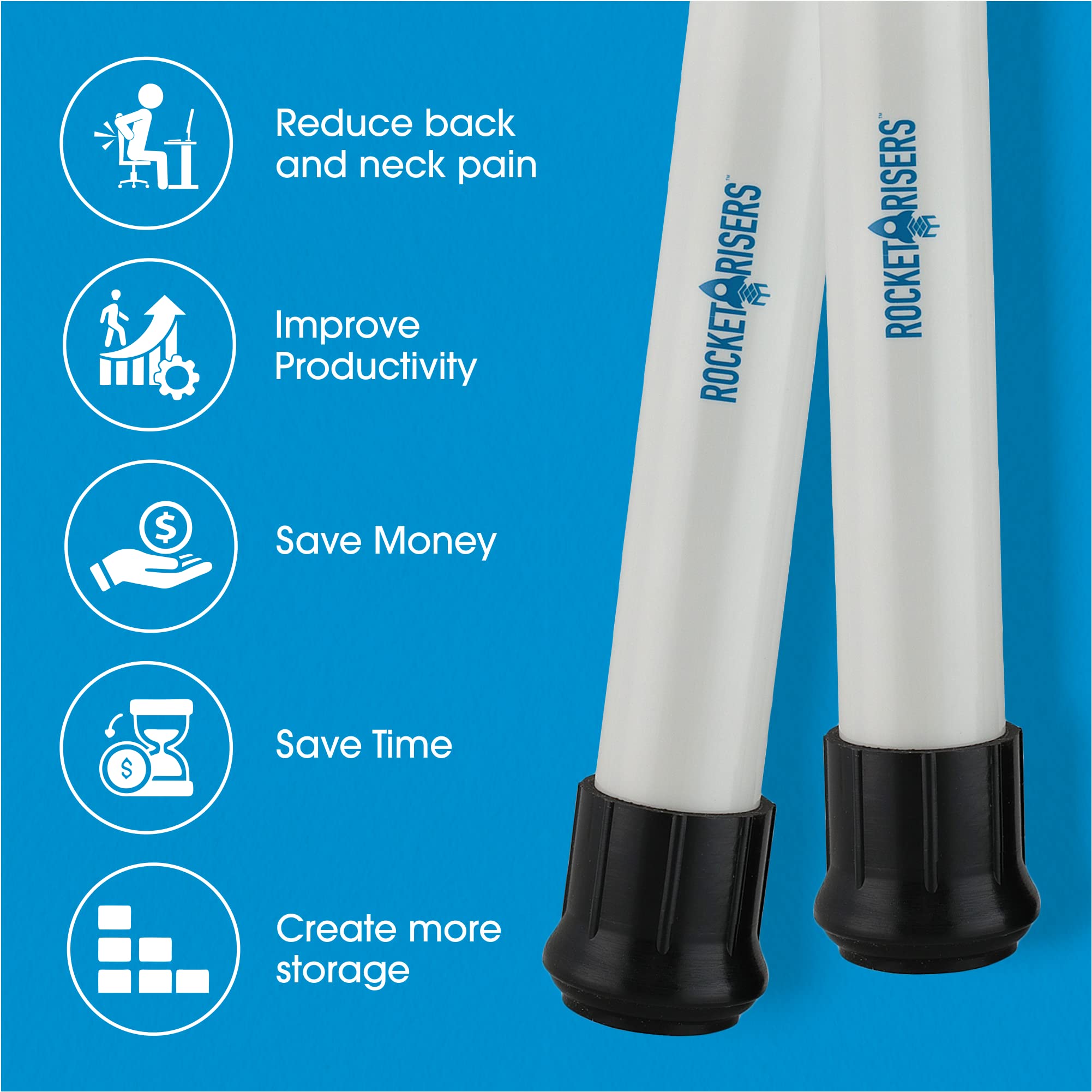 Rocket Risers Folding Table Risers - Make Your Folding Table a Counter Height Table - Set of 4 Table Leg Risers