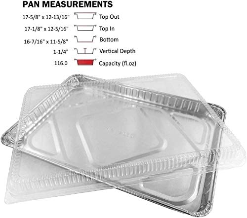 1/2 Size Sheet Cake Aluminum Foil Pan w/Clear Low Dome Lid (Pack of 10 Sets) 17.1 L x 12.3 W x 1.25 D