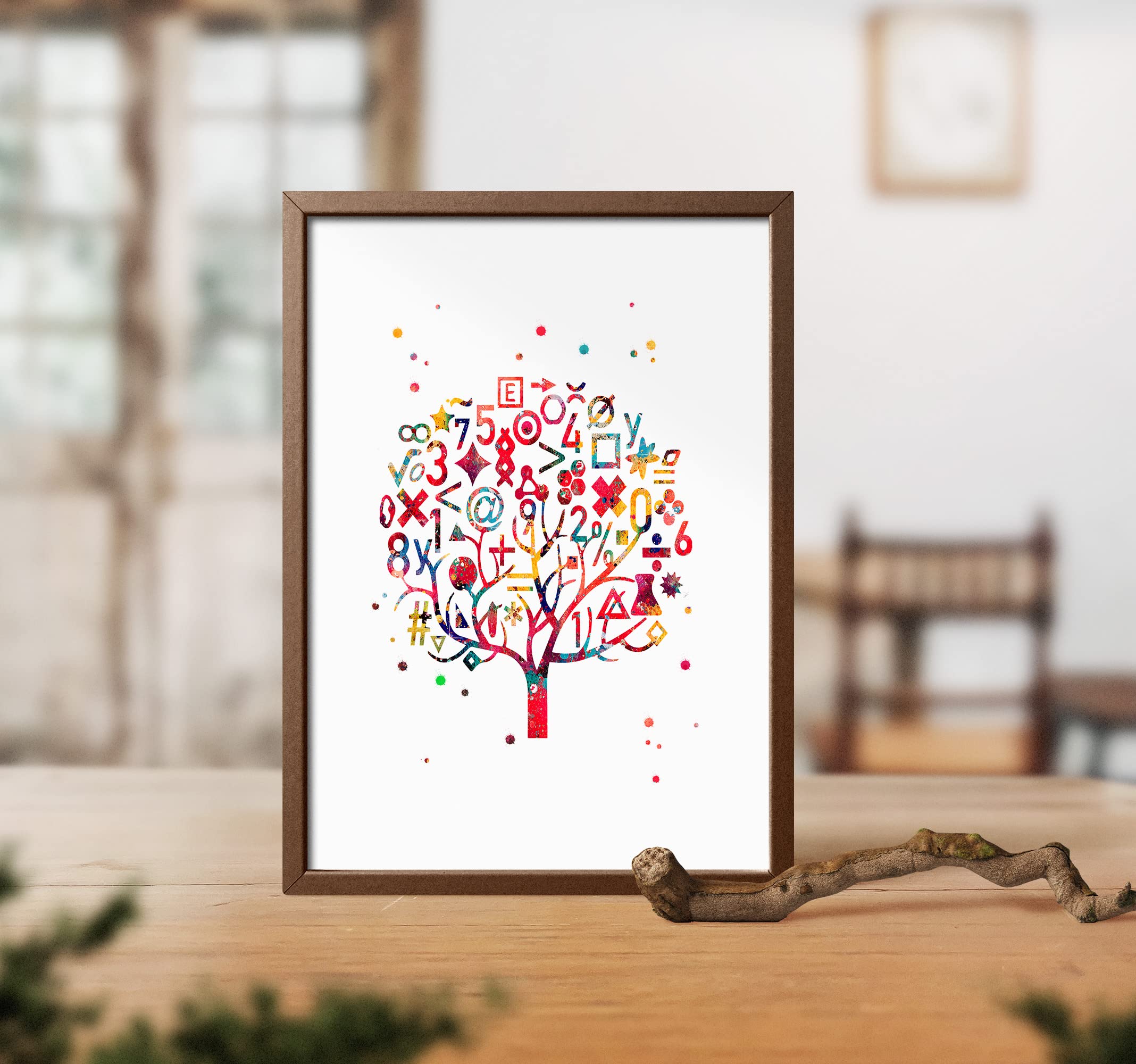 Math Symbols Tree Watercolor Art Print Mathematics Wall Decor Educational Poster Math Classroom Wall Art Mathematical Symbols Math Teacher Gift 8x10 inc. Unframed Print