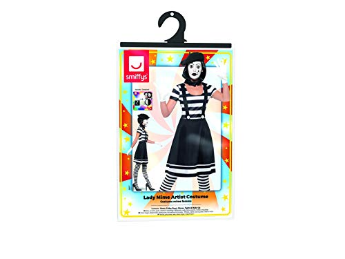 Smiffys womens Lady Mime Artist Adult Sized Costume, Black, M - US Size 10-12