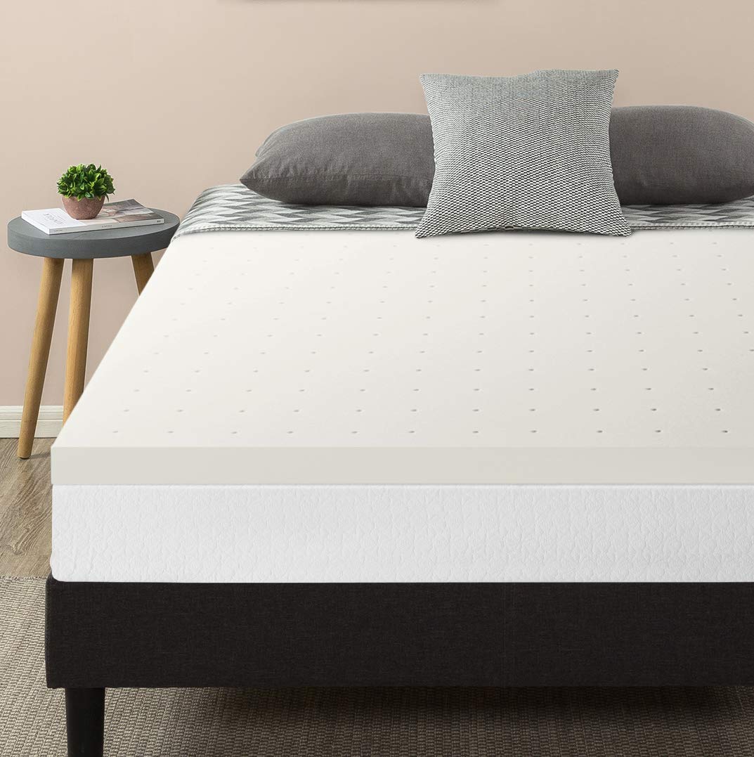 Best Price Mattress 2 Inch Ventilated Memory Foam Mattress Topper, CertiPUR-US Certified, Short Queen,White