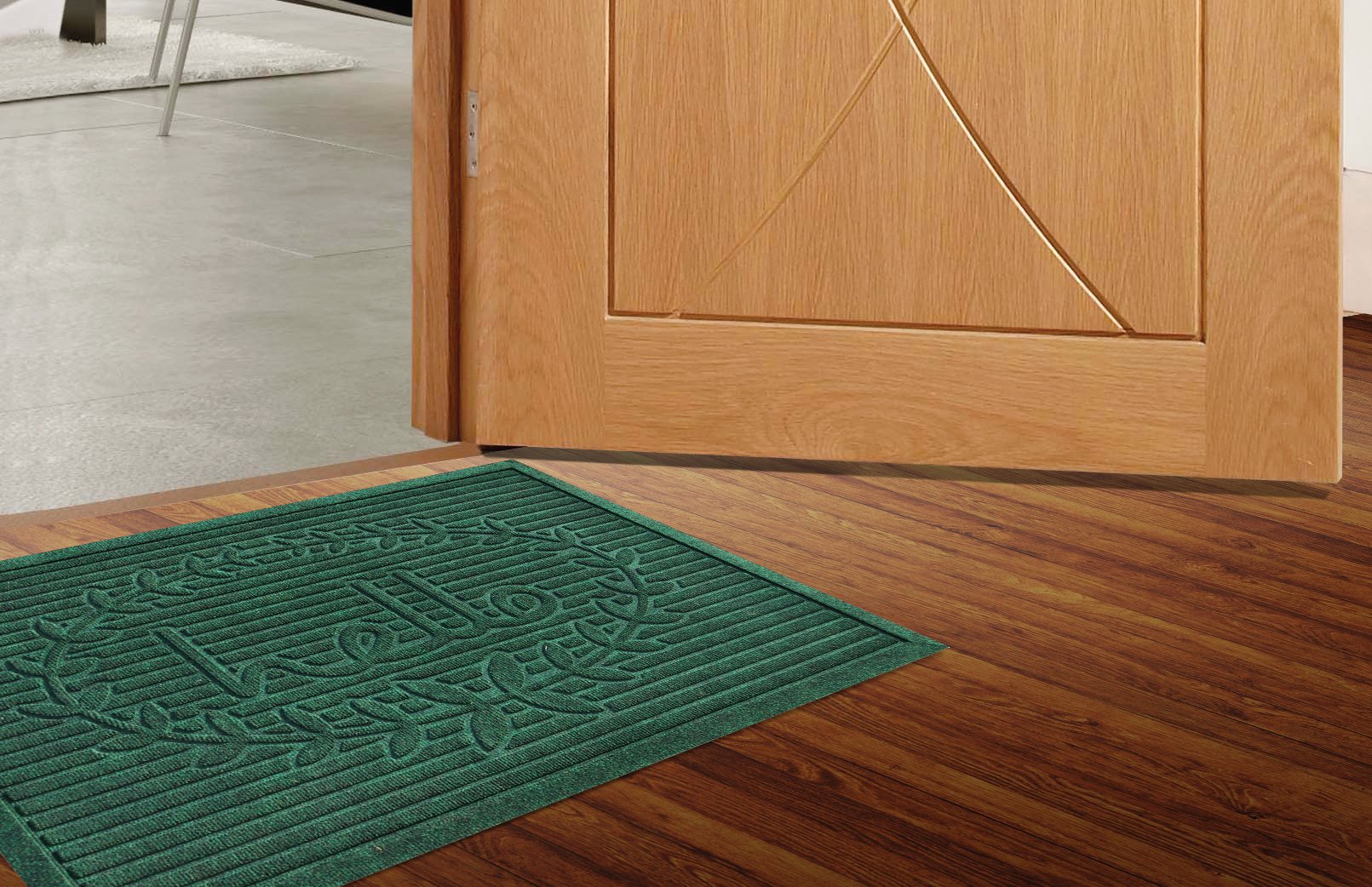 Calloway Mills 103152436 Poly Hello Indoor/Outdoor Mat, 24" x 36", Dark Green