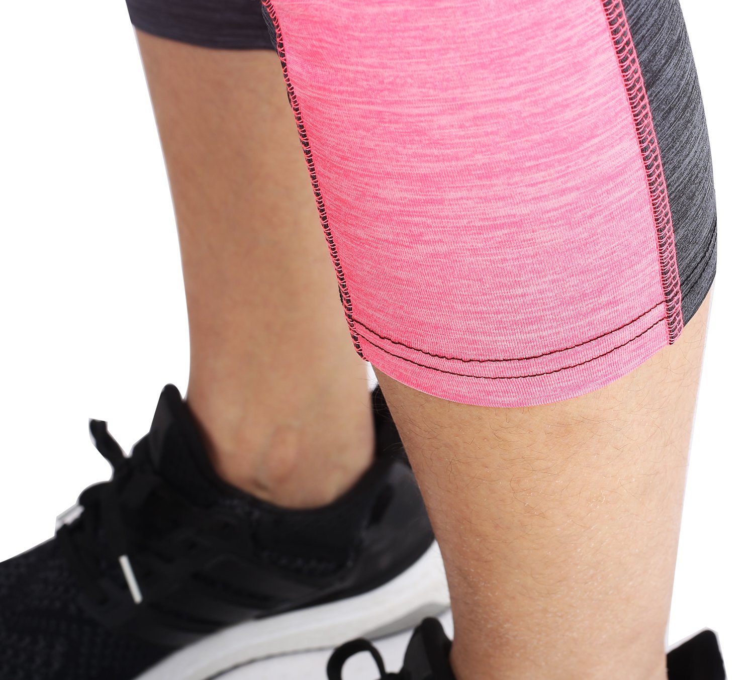 Sugar Pocket Women's Capris Tights Workout Running Leggings Yoga Pants XL(Grey/Pink)