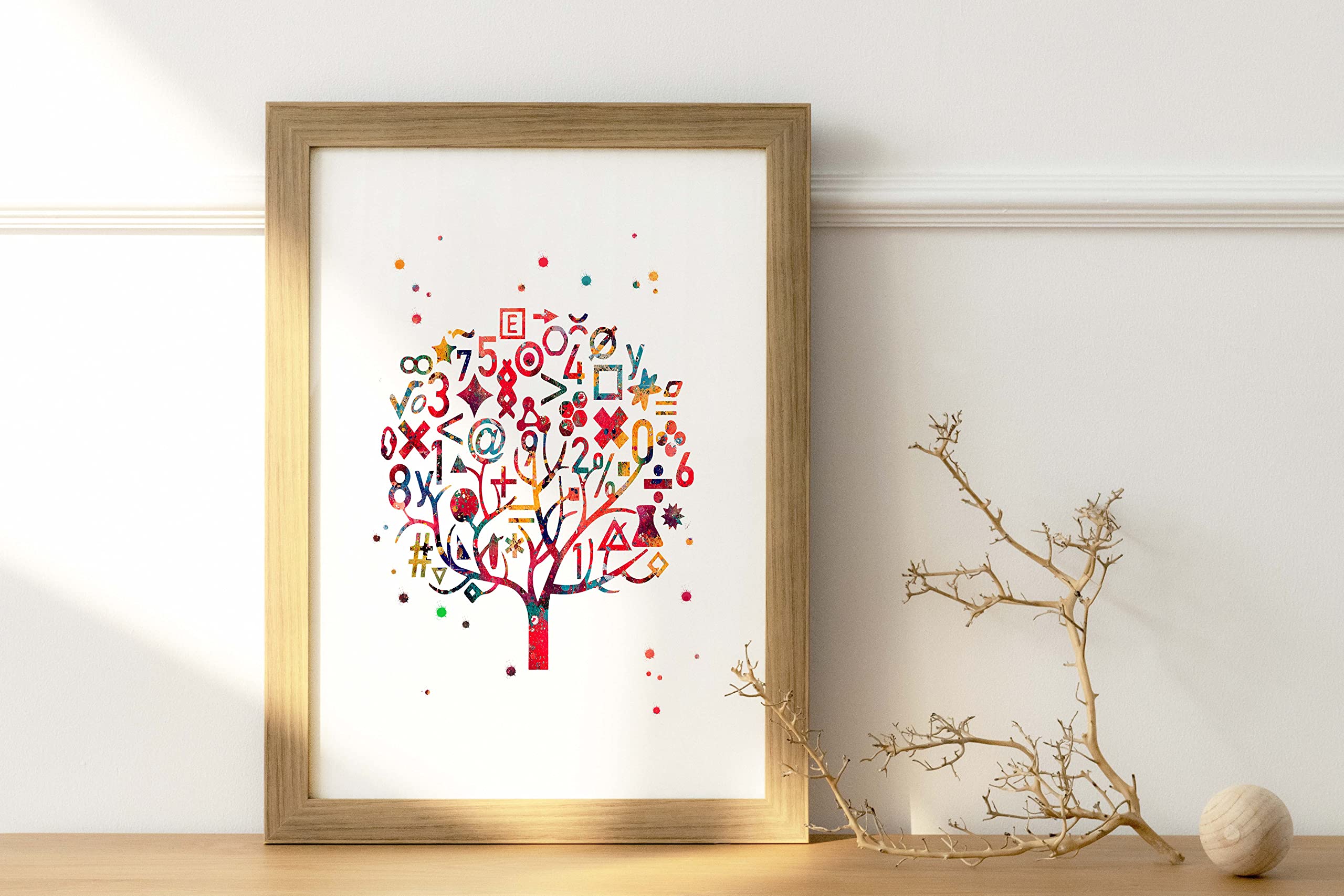 Math Symbols Tree Watercolor Art Print Mathematics Wall Decor Educational Poster Math Classroom Wall Art Mathematical Symbols Math Teacher Gift 8x10 inc. Unframed Print