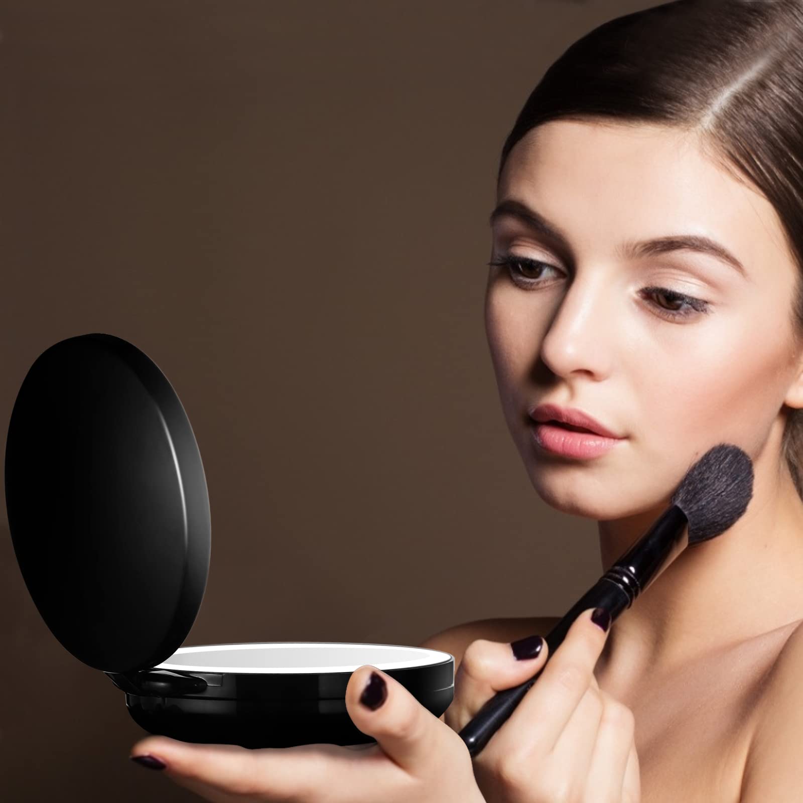KEDSUM Upgraded Rechargeable Travel Makeup Mirror with Light, 1X/10X Magnifying Mirror with Light, Compact Travel Mirror with LED Lighted, Double Sided Folding Vanity Mirror, Daylight, Portable