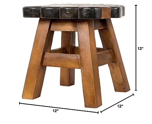 Sea Island Imports, Inc. Cow Hand-Carved Acacia Hardwood 11 inch Decorative Animal Foot Rest Step Stool
