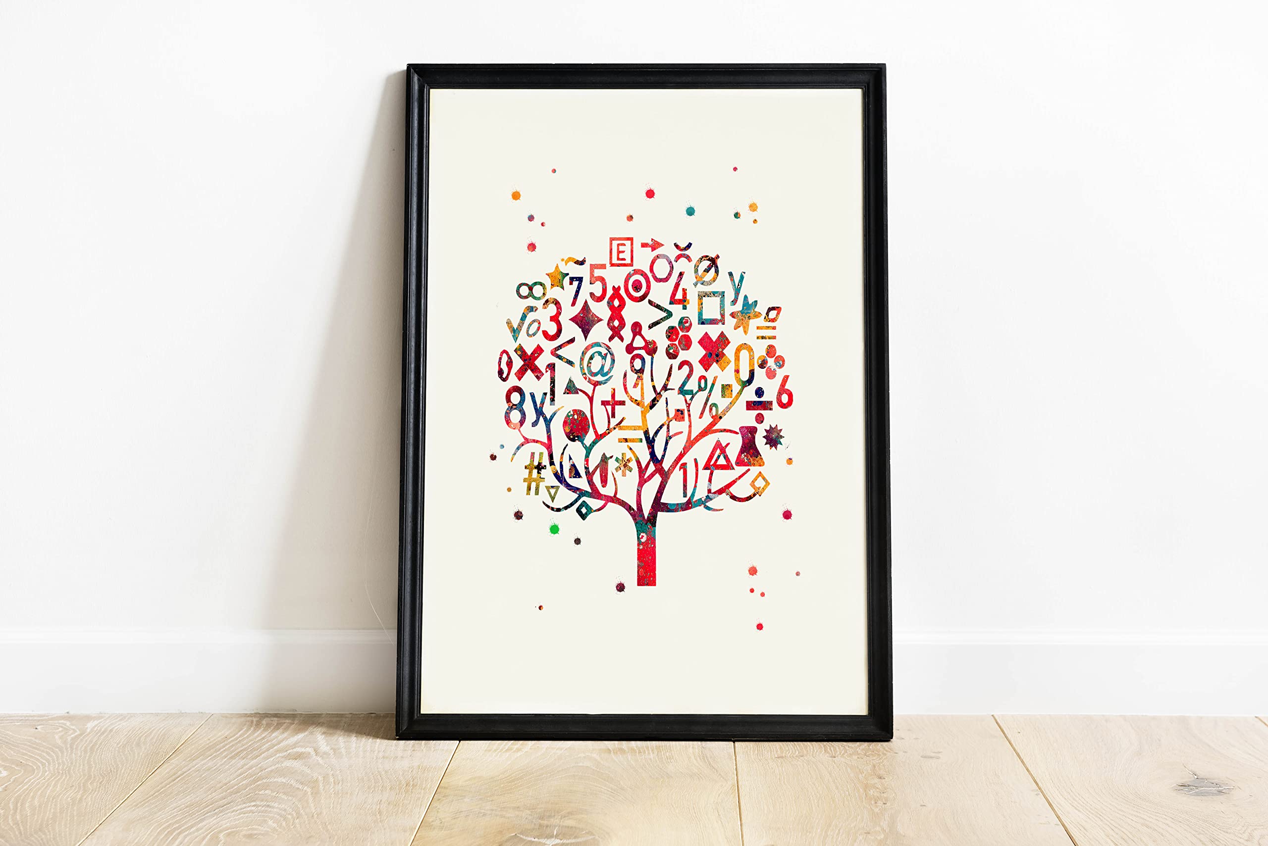 Math Symbols Tree Watercolor Art Print Mathematics Wall Decor Educational Poster Math Classroom Wall Art Mathematical Symbols Math Teacher Gift 8x10 inc. Unframed Print