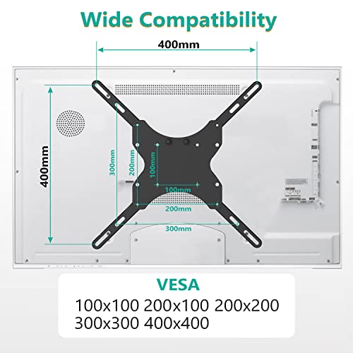 WALI TV Ceiling Mount Adjustable Bracket Fits Most LED, LCD, OLED and Plasma Flat Screen Display 26 to 65 Inch, up to 110 Lbs, VESA 400x400mm (CM2665), Black