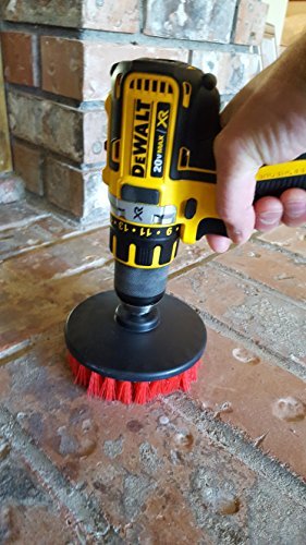 Grout Cleaner 5 Inch Flat Drill Brush | Tile and Grout Cleaner Tool Drill Brush Attachment | Bathroom and Shower Scrubber | Stiff Nylon Bristles Remove Soap Scum | Baseboard Cleaner Tool