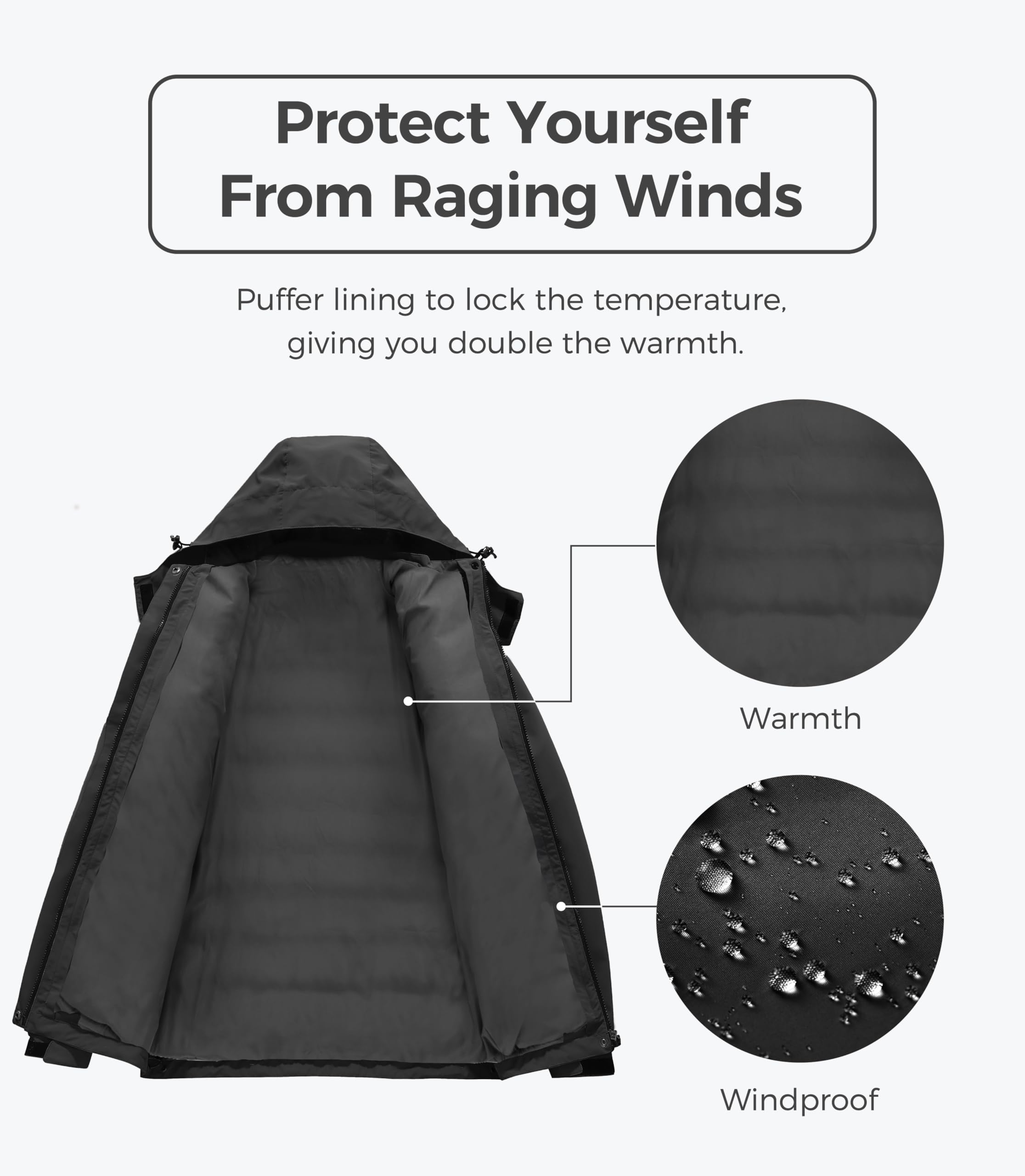 wantdo Women's Warm Winter Snow Coat 3-in-1 Interchange Ski Jacket with Hood Black XL