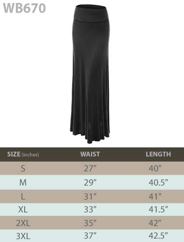 Lock and Love WB670 Womens Fold-Over Maxi Skirt L Black