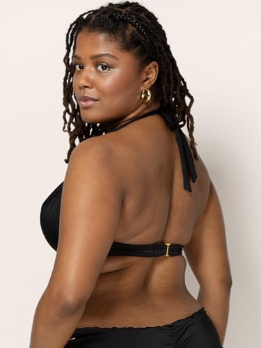 Smart & Sexy womens Swim Secret Mega Push-up Halter Bikini Top, Black Hue, 32B US