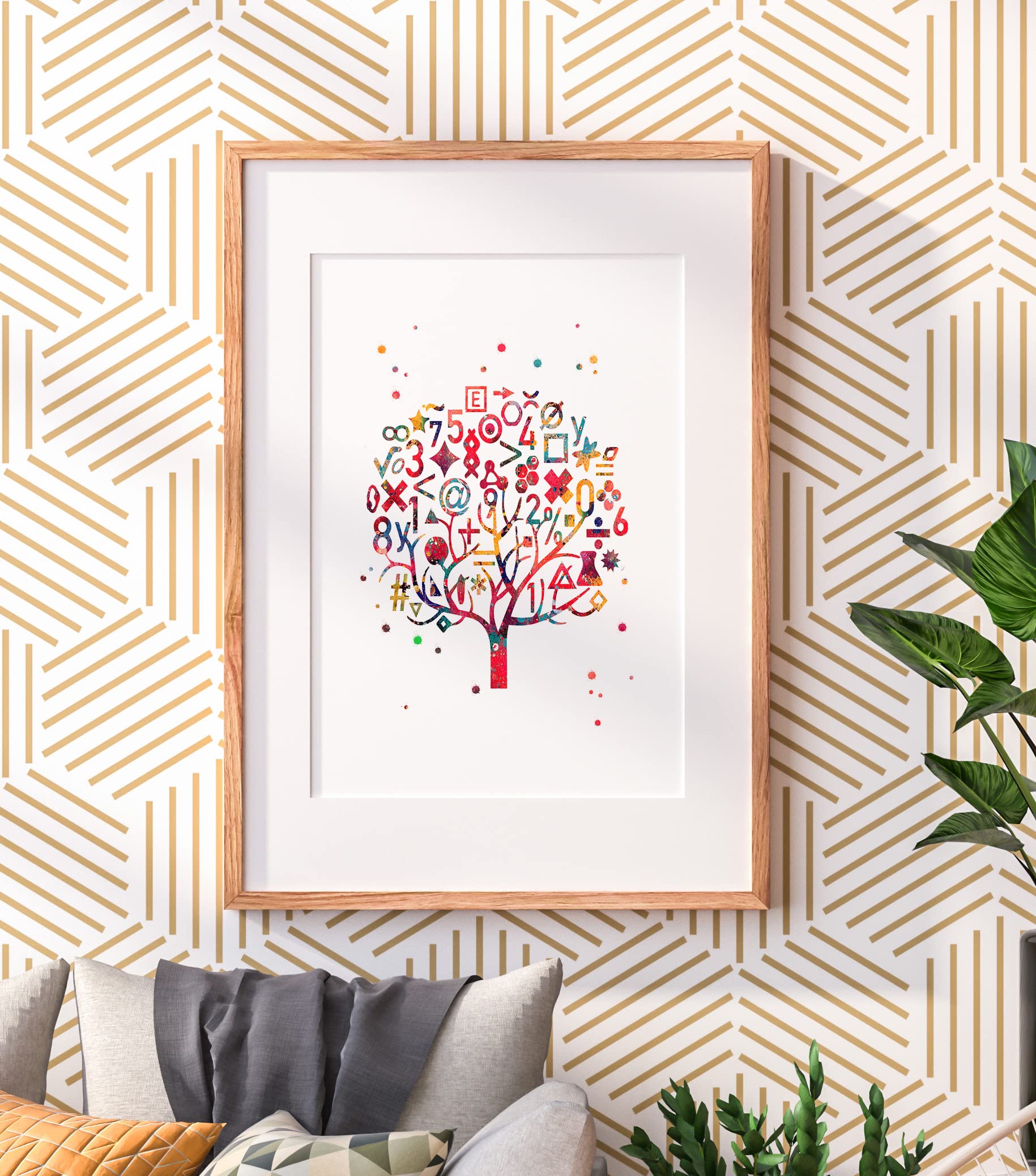 Math Symbols Tree Watercolor Art Print Mathematics Wall Decor Educational Poster Math Classroom Wall Art Mathematical Symbols Math Teacher Gift 8x10 inc. Unframed Print