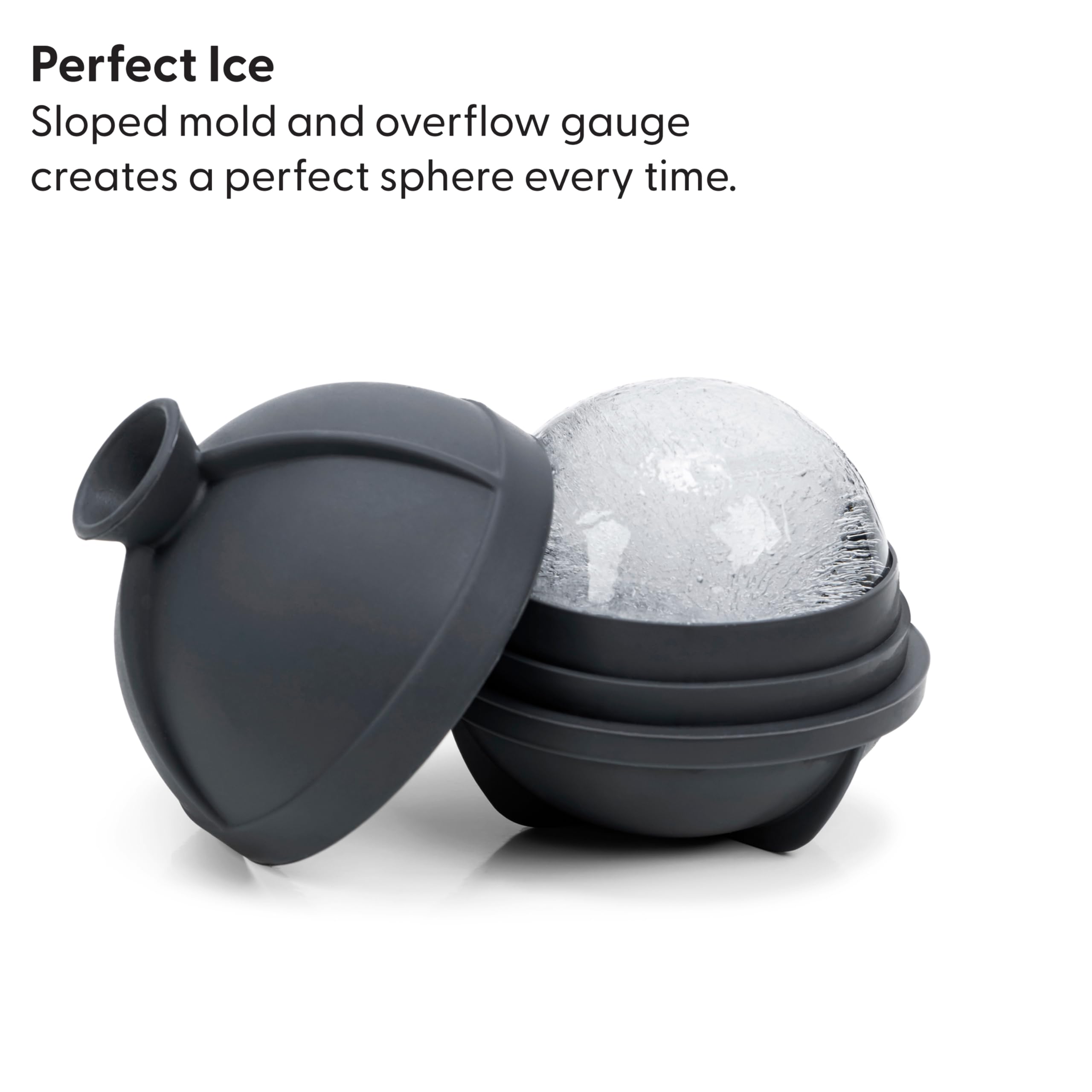 W&P Peak Silicone Single Sphere Ice Mold w/ Cover | Charcoal | Easy to Remove | Round Cocktail Whiskey Drink Ice Maker | Food Grade Premium Silicone | Dishwasher Safe, BPA Free
