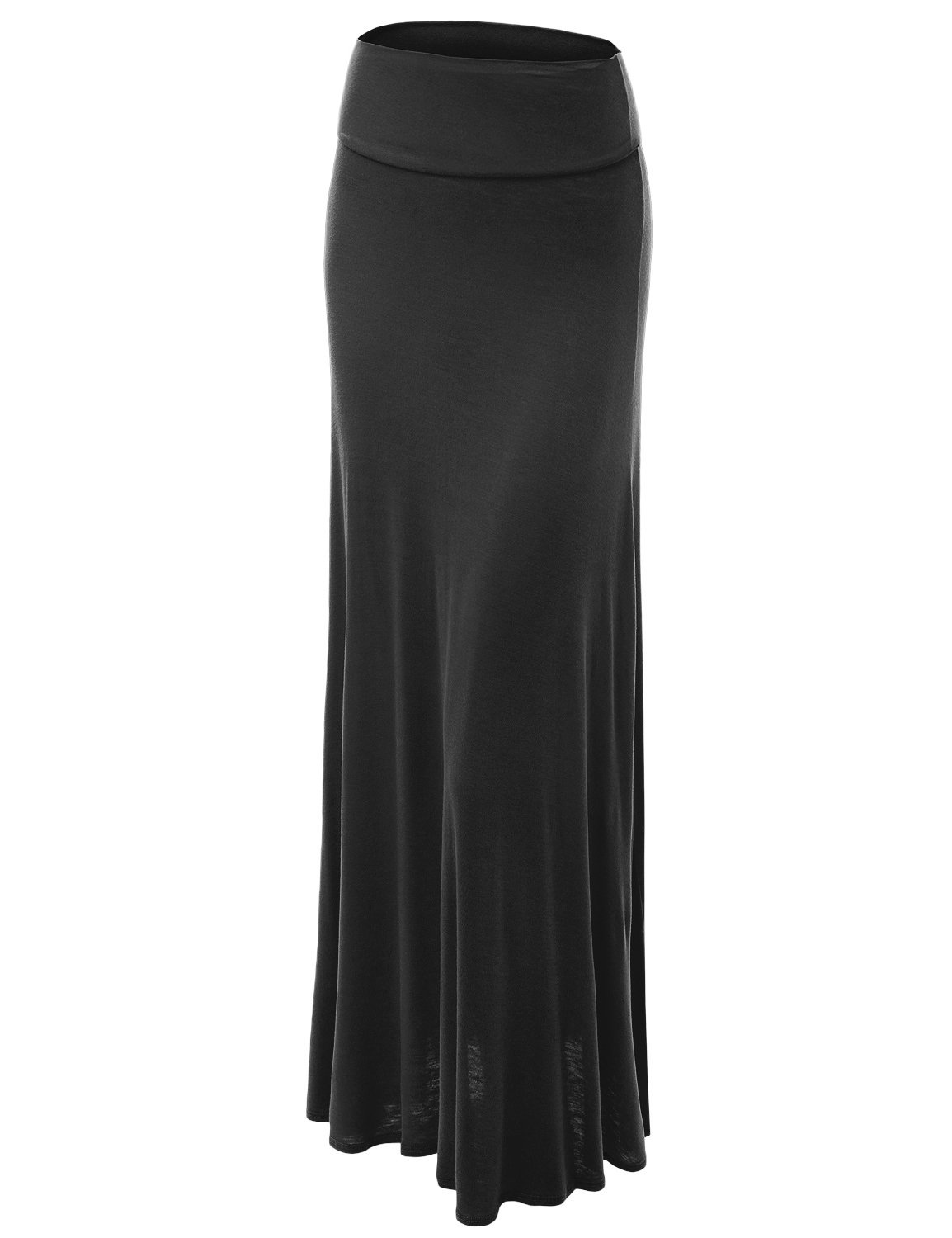 Lock and Love WB670 Womens Fold-Over Maxi Skirt L Black