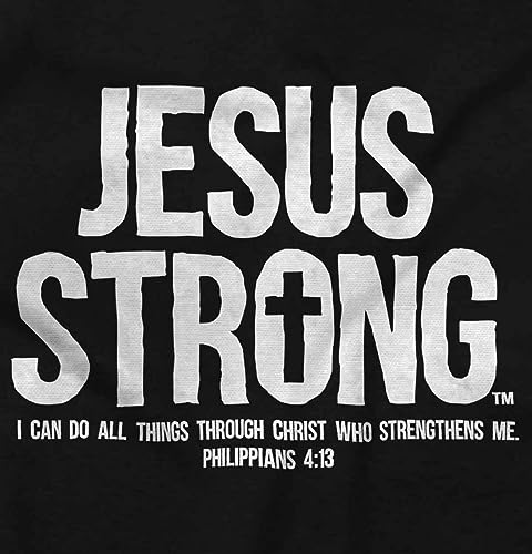 Jesus Strong Philippians 4:13 Bible Zip Up Hoodie Mens Womens Black