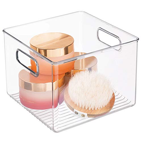 iDesign Recycled Plastic Pantry and Kitchen Storage, Freezer and Fridge Organizer Bin with Easy Grip Handles β 8β x 8β x 6β, Clear