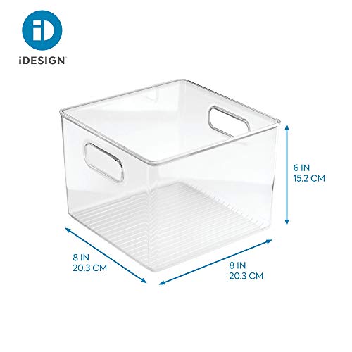 iDesign Recycled Plastic Pantry and Kitchen Storage, Freezer and Fridge Organizer Bin with Easy Grip Handles β 8β x 8β x 6β, Clear