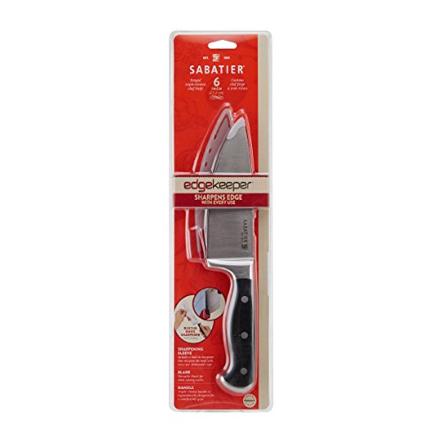 Sabatier Forged Triple Riveted Chef Knife with Edgekeeper Self-Sharpening Blade Cover, High-Carbon Stainless Steel Kitchen Knife, Razor-Sharp Knife to Cut Fruit, Vegetables and more, 6-Inch, Black