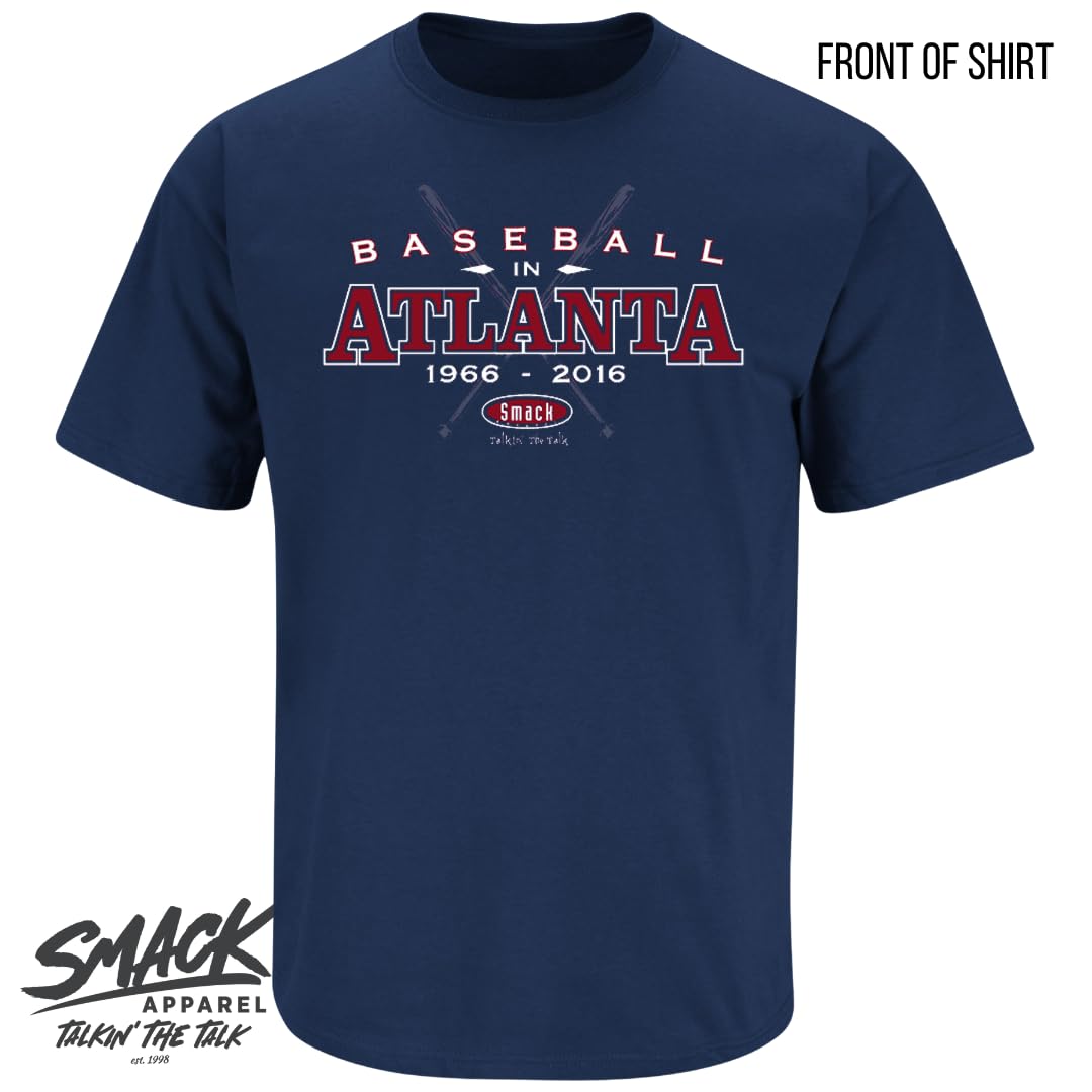 Atlanta Baseball Fans. Baseball in Atlanta Navy T-Shirt (Sm-5X) (Short Sleeve, X-Large)