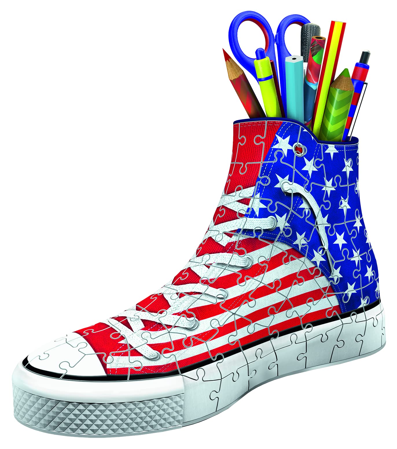 Ravensburger Sneaker American Style - 112 Piece 3D Jigsaw Puzzle | Precision Fit for Kids and Adults | Easy Click Technology | Durable Display Piece | Over 130 Years of Quality