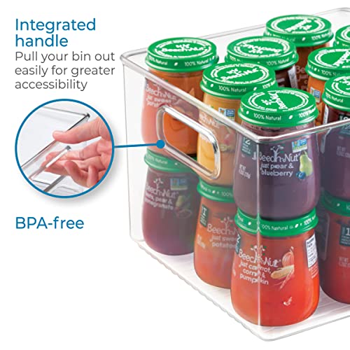 iDesign Recycled Plastic Pantry and Kitchen Storage, Freezer and Fridge Organizer Bin with Easy Grip Handles β 8β x 8β x 6β, Clear