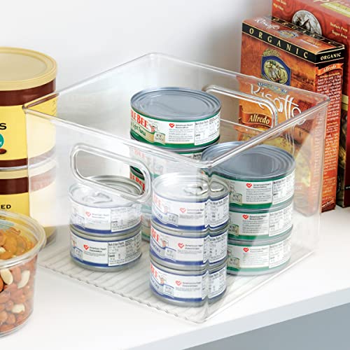 iDesign Recycled Plastic Pantry and Kitchen Storage, Freezer and Fridge Organizer Bin with Easy Grip Handles β 8β x 8β x 6β, Clear