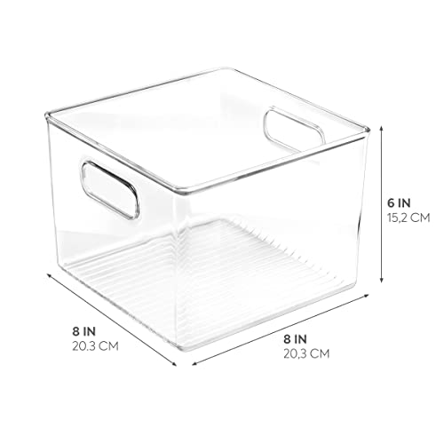 iDesign Recycled Plastic Pantry and Kitchen Storage, Freezer and Fridge Organizer Bin with Easy Grip Handles β 8β x 8β x 6β, Clear