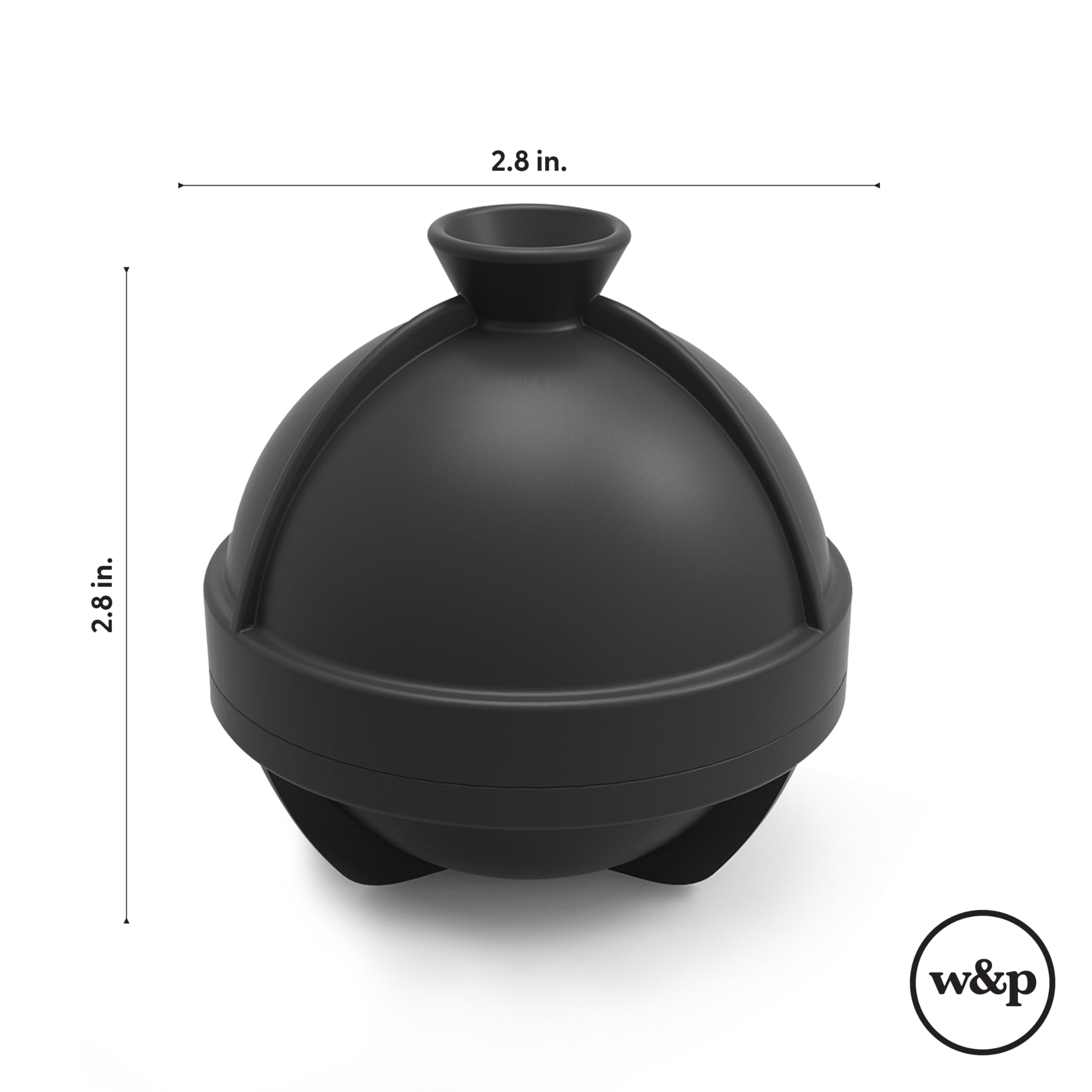 W&P Peak Silicone Single Sphere Ice Mold w/ Cover | Charcoal | Easy to Remove | Round Cocktail Whiskey Drink Ice Maker | Food Grade Premium Silicone | Dishwasher Safe, BPA Free