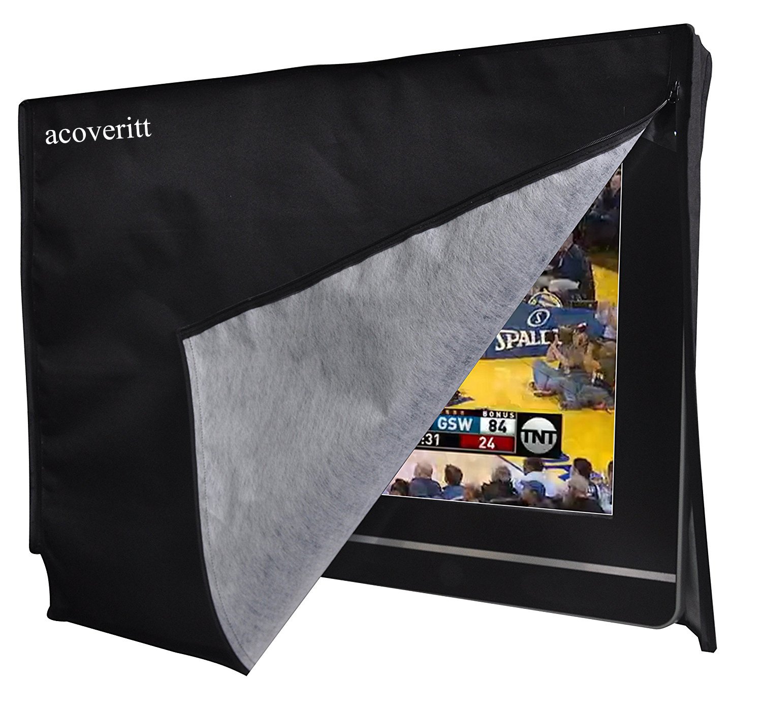 acoveritt Outdoor 55" TV Set Cover,Scratch Resistant Liner Protect LED Screen Best-Compatible with Standard Mounts and Stands (Black)