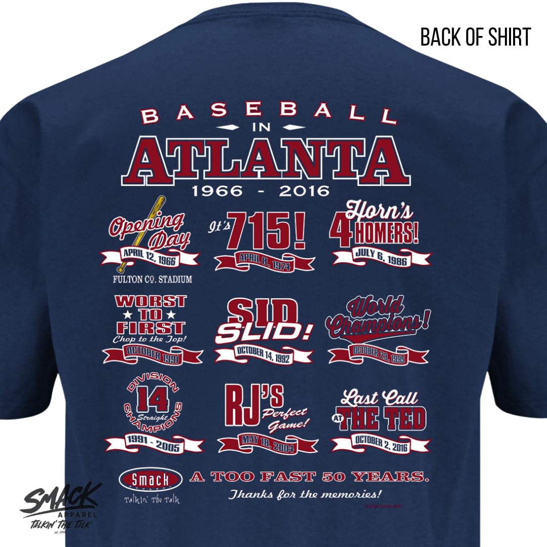 Atlanta Baseball Fans. Baseball in Atlanta Navy T-Shirt (Sm-5X) (Short Sleeve, X-Large)