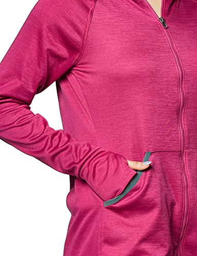 Hanes Women's Sport Performance Fleece Full Zip Hoodie, Fresh Berry Heather/Dada Grey Binding, M
