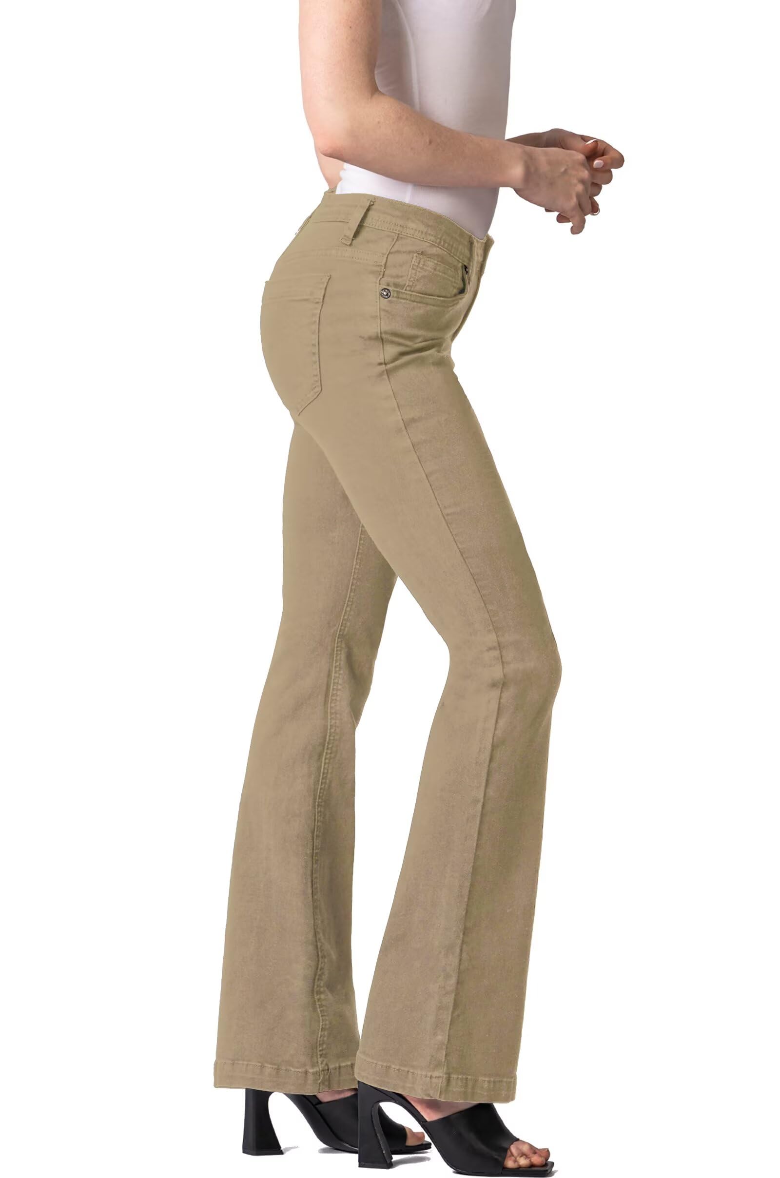 Hybrid & Company Women's Skinny Bootcut Stretch Pant P31699BLX Beige/Khak 18