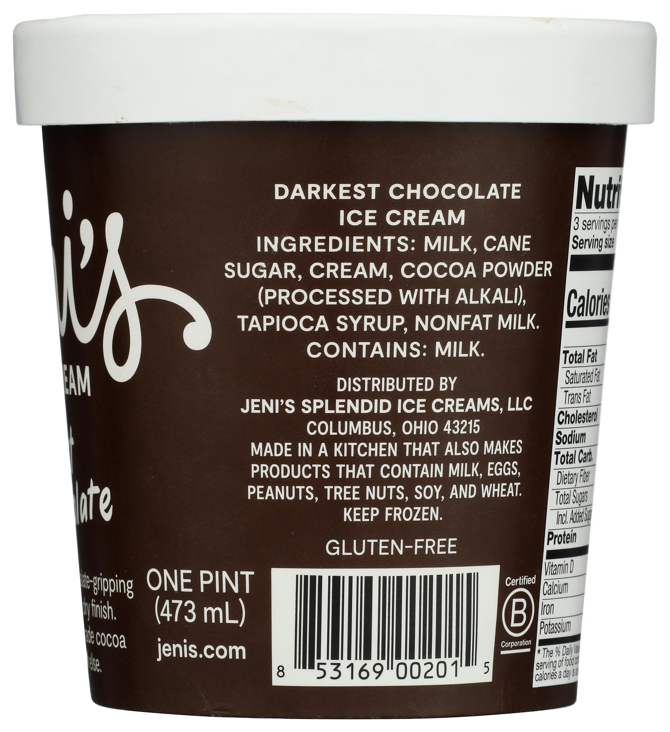 Jeni's Splendid Ice Creams, Darkest Chocolate Ice Cream, 16 oz (Frozen)